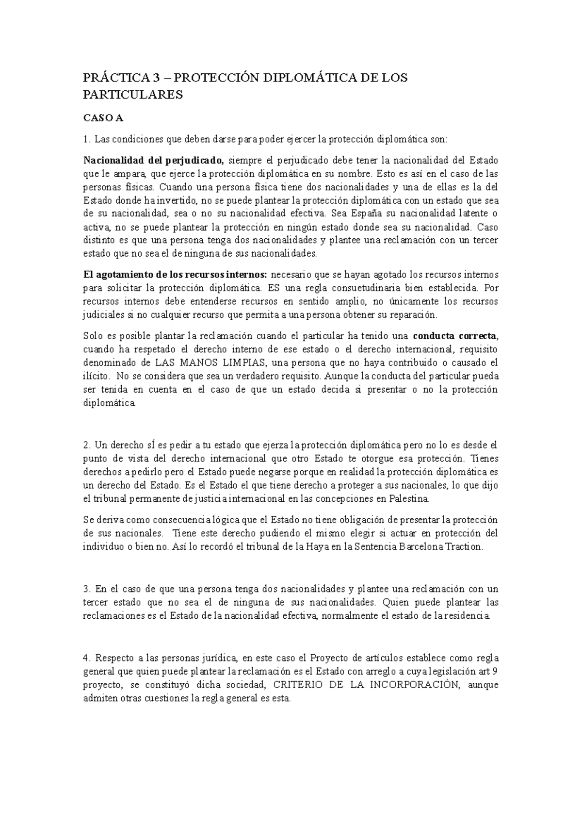 Practica 3 Internacional - PRÁCTICA 3 – PROTECCIÓN DIPLOMÁTICA DE LOS ...
