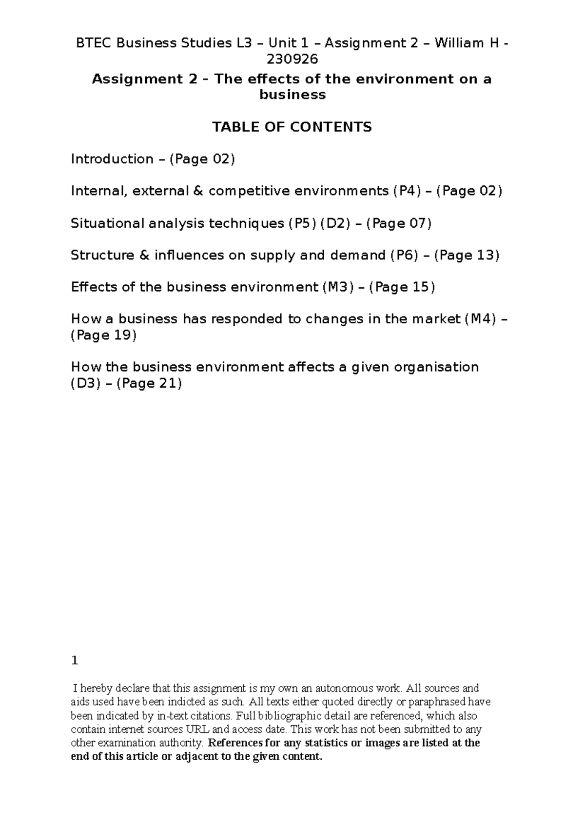 Unit 1 Assignment 2 - 230926 Assignment 2 – The effects of the ...