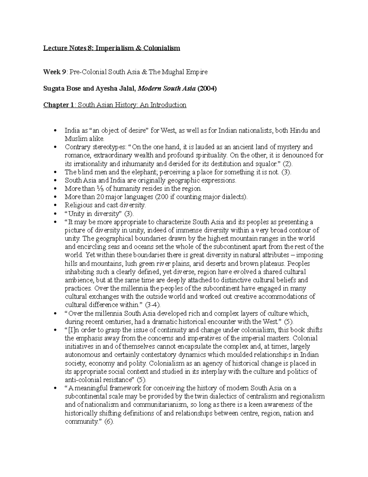 Lecture Notes 8 Imperialism and Colonialism - Lecture Notes 8 ...