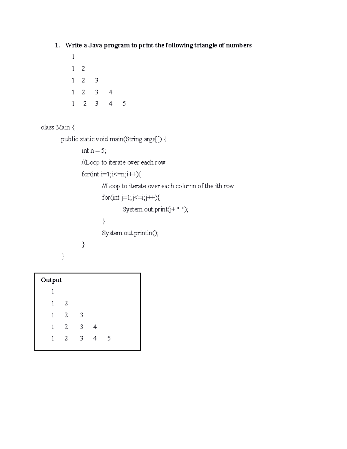First Three Programs Oopsjava 22 Mca 28 Write A Java Program To Print 7659