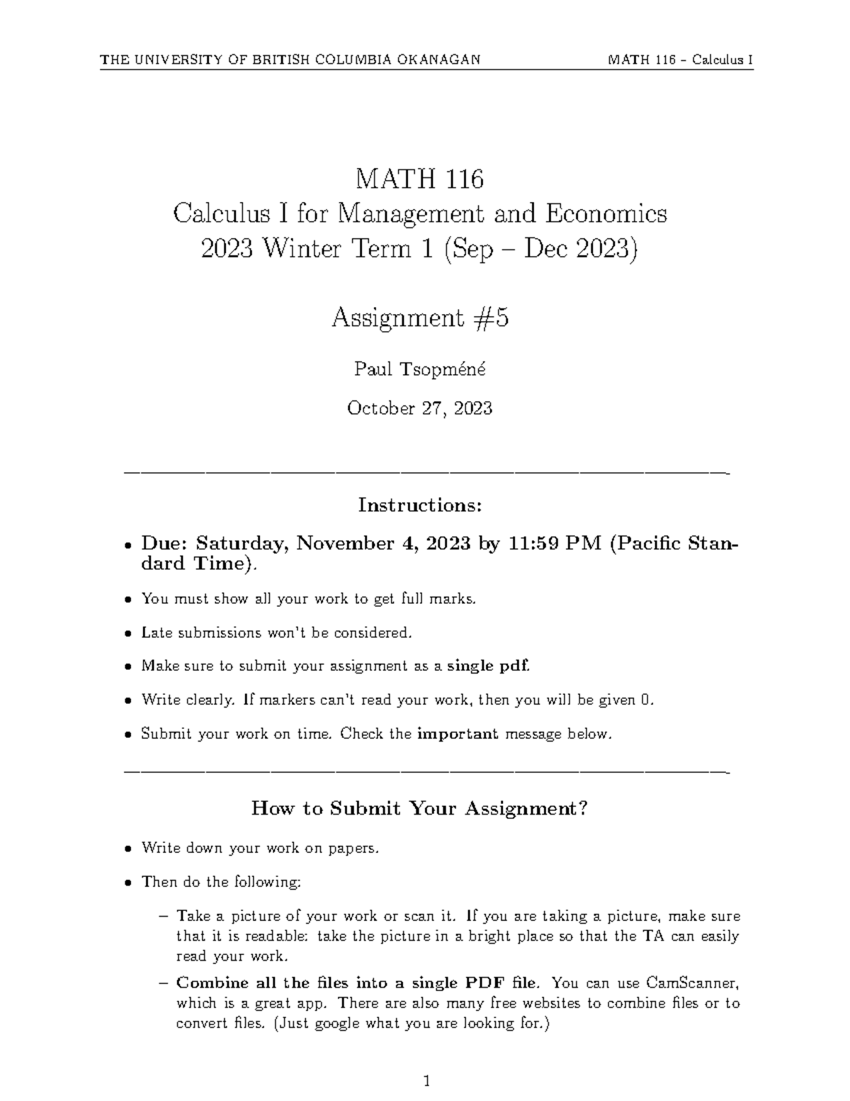 116 W2023-T1 Assignment #5-1 - THE UNIVERSITY OF BRITISH COLUMBIA ...