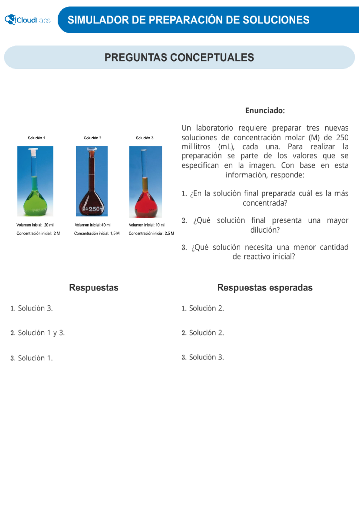 Laboratorio Preparación de soluciones - CloudLabs SIMULADOR DE ...