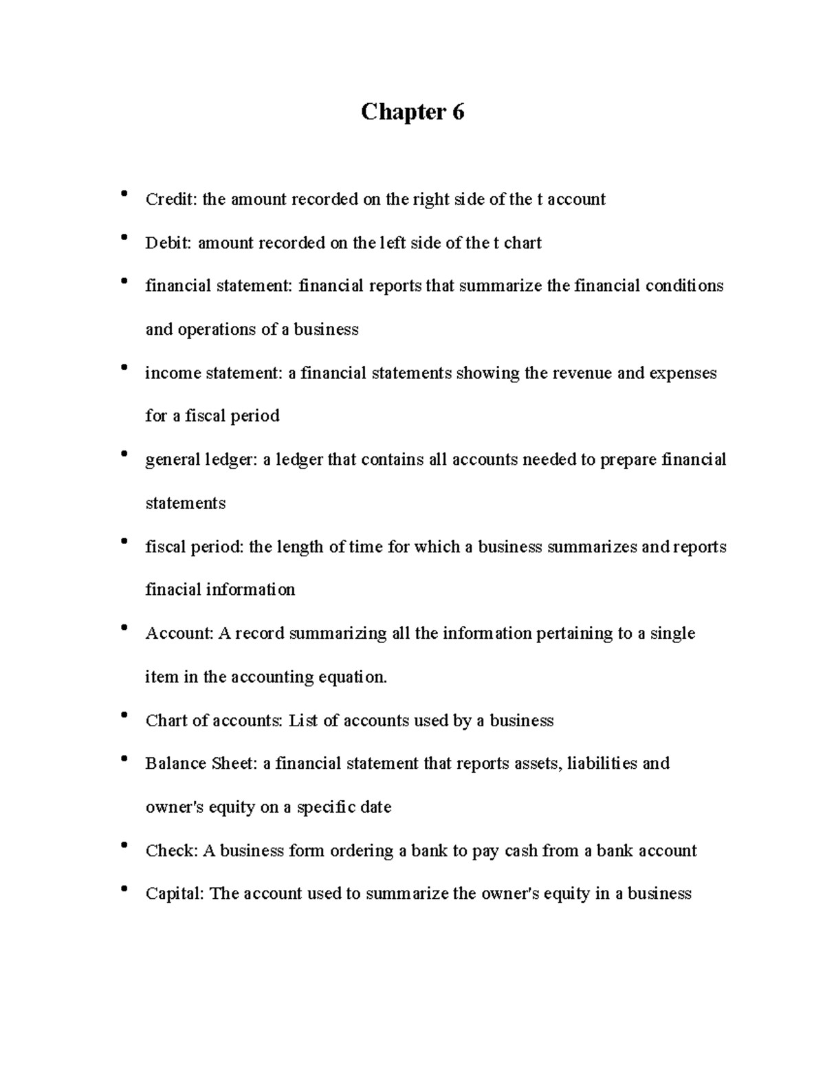 Chapter 6 summary - Introductory Accounting - Chapter 6 Credit: the ...
