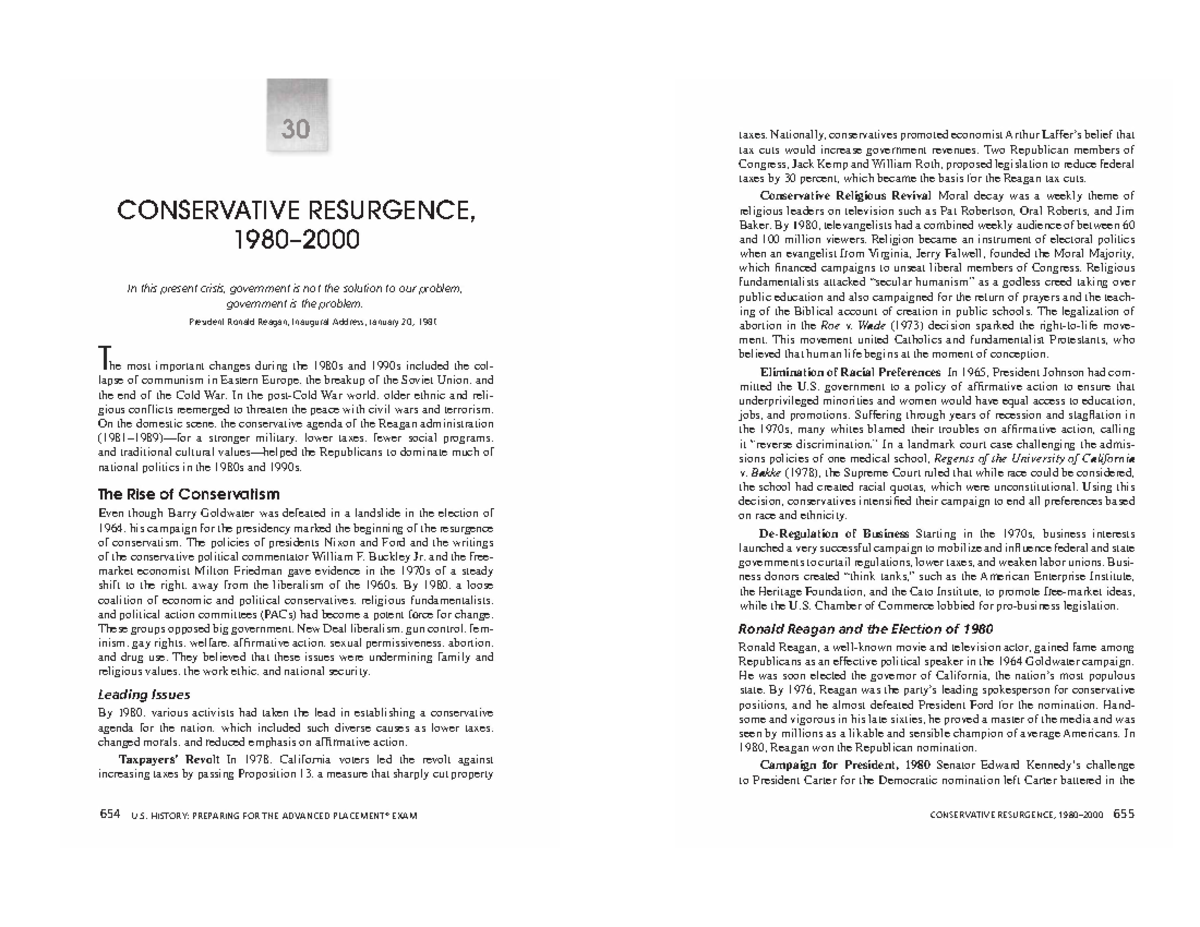 AMSCO APUSH 30 PDF - 30 taxes. Nationally, conservatives promoted ...