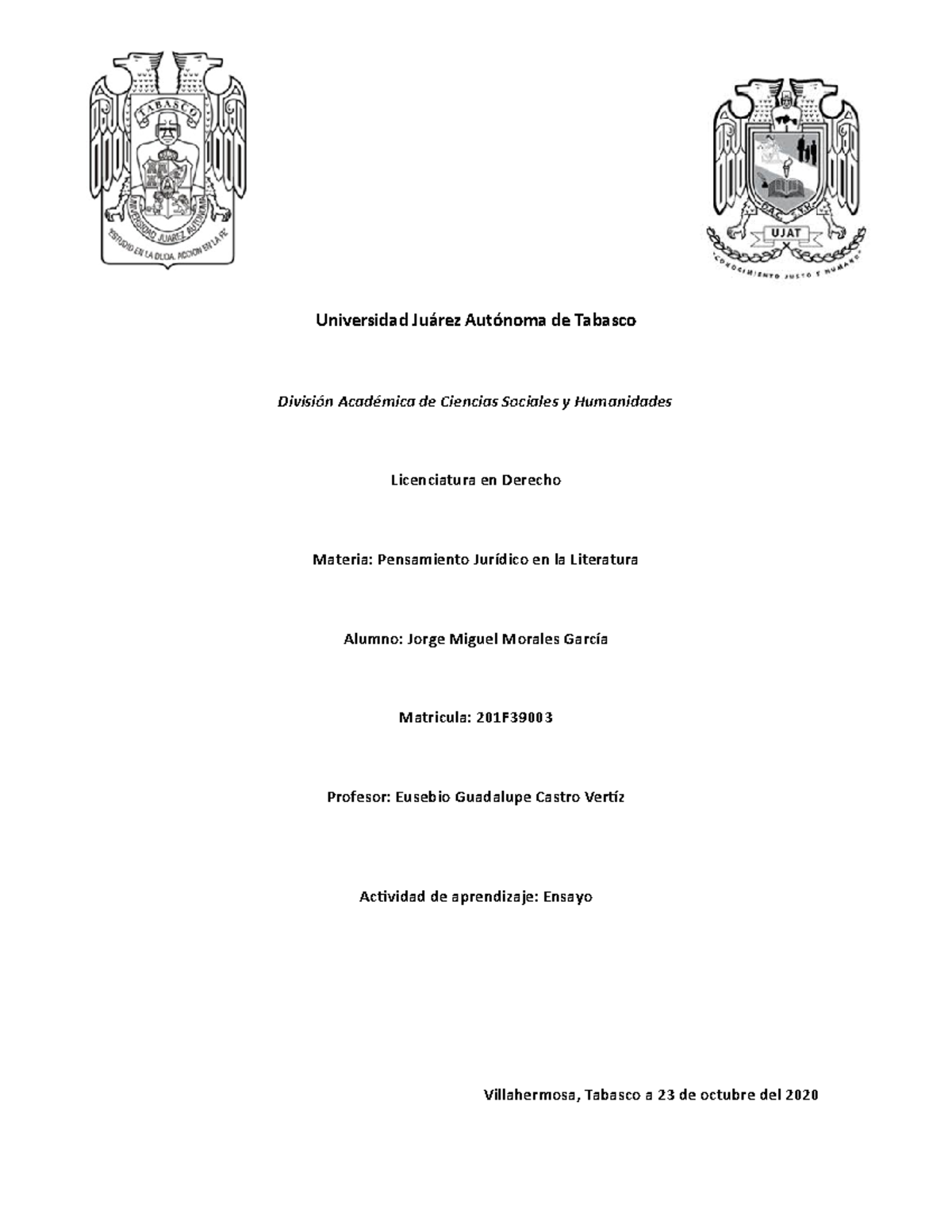 Ensayo 3 cuartillas - Apuntes 1 - Universidad Juárez Autónoma de ...