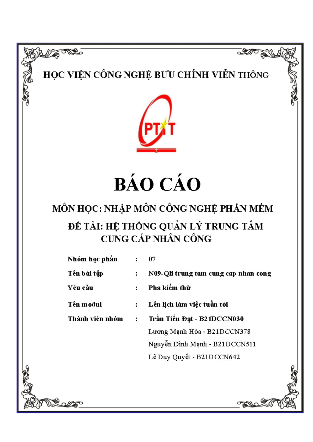 N09-pha kiem thu - báo cáo pha kiểm thử đề tài 18 nhập môn công nghệ ...