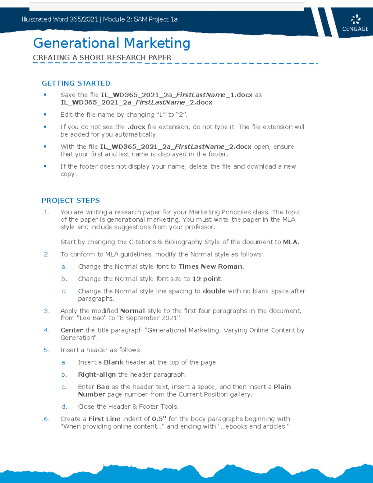 Instructions IL WD365 2021 2a - Illustrated Word 365/2021 | Module 2: SAM Project 1a ...