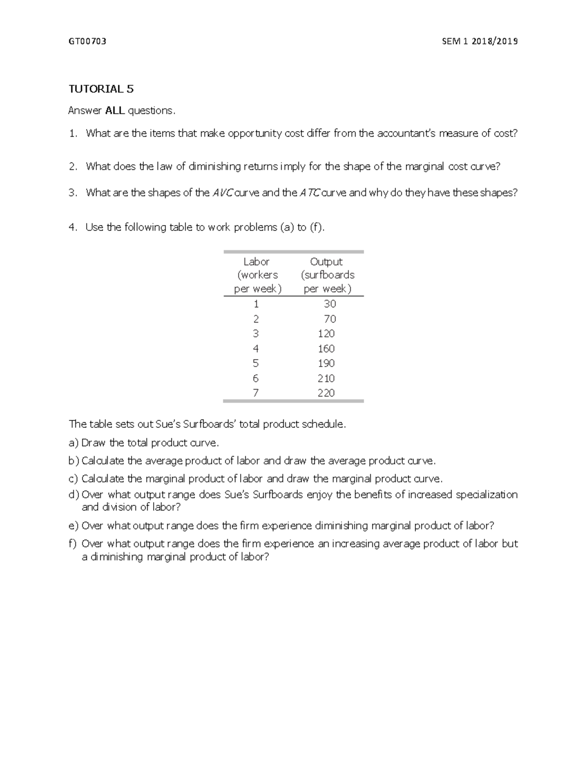 Tutorial 5 - business - GT00703 SEM 1 2018/2019 TUTORIAL 5 Answer ALL ...