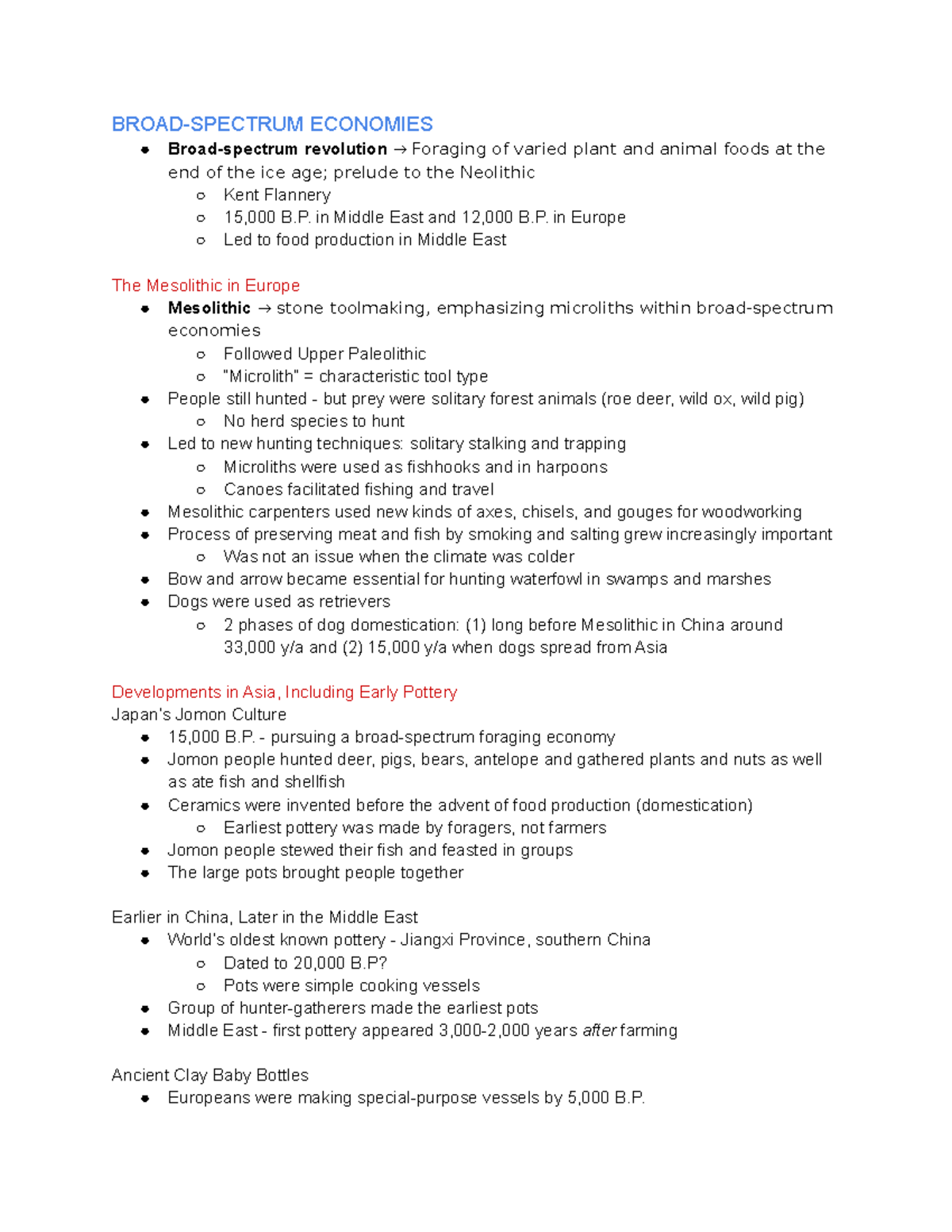Chapter 11 - Anthropology 1006 - BROAD-SPECTRUM ECONOMIES Broad ...
