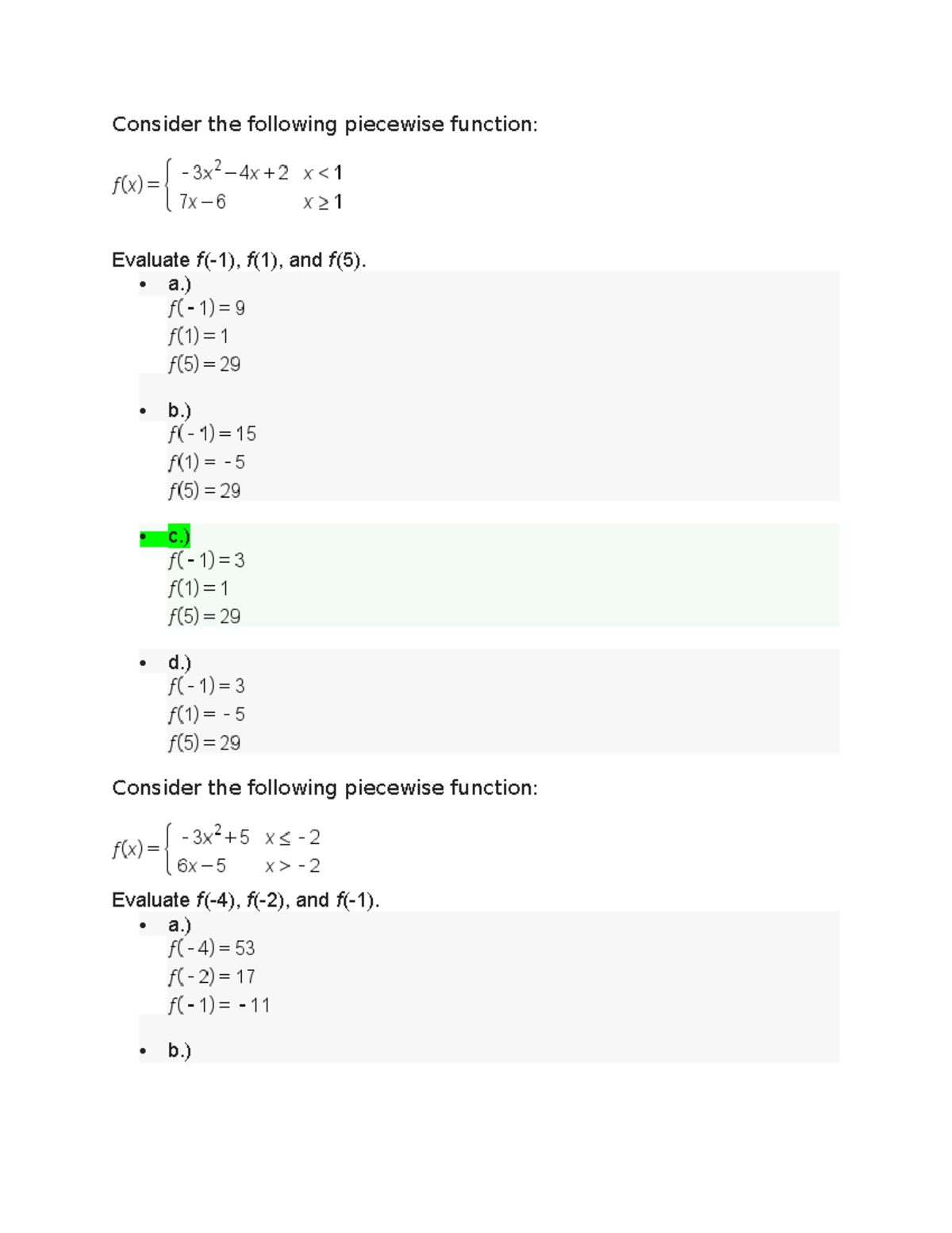 Calculus Unit-1 Challenge 1 3 - Consider the following piecewise ...