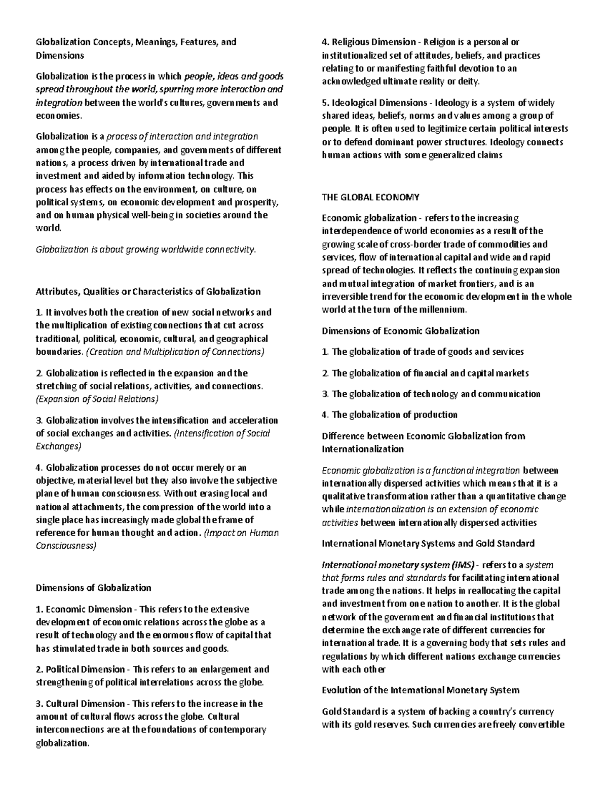 Globalization Concepts - Globalization is a process of interaction and ...