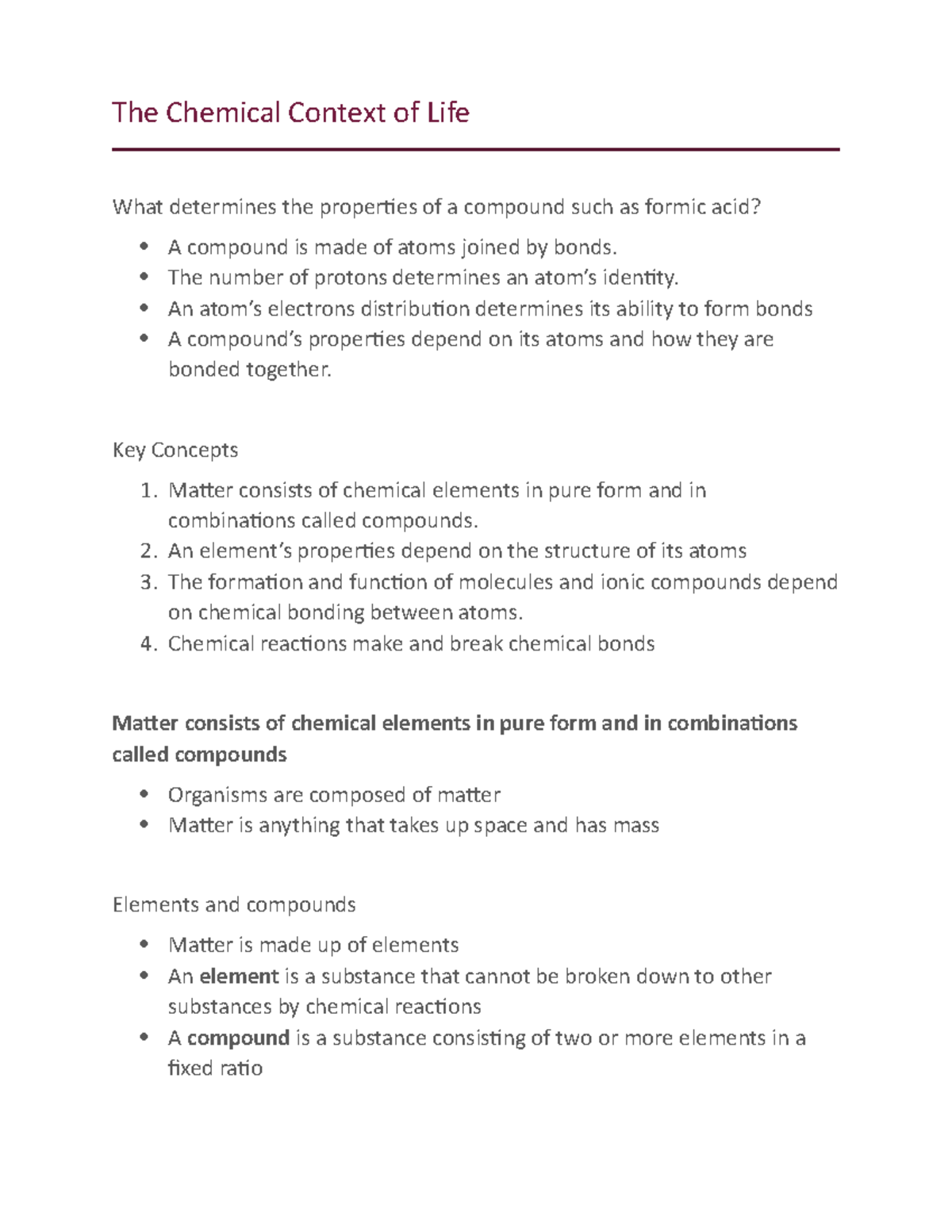 Chapter 2 - The Chemical Context of Life What determines the properties ...