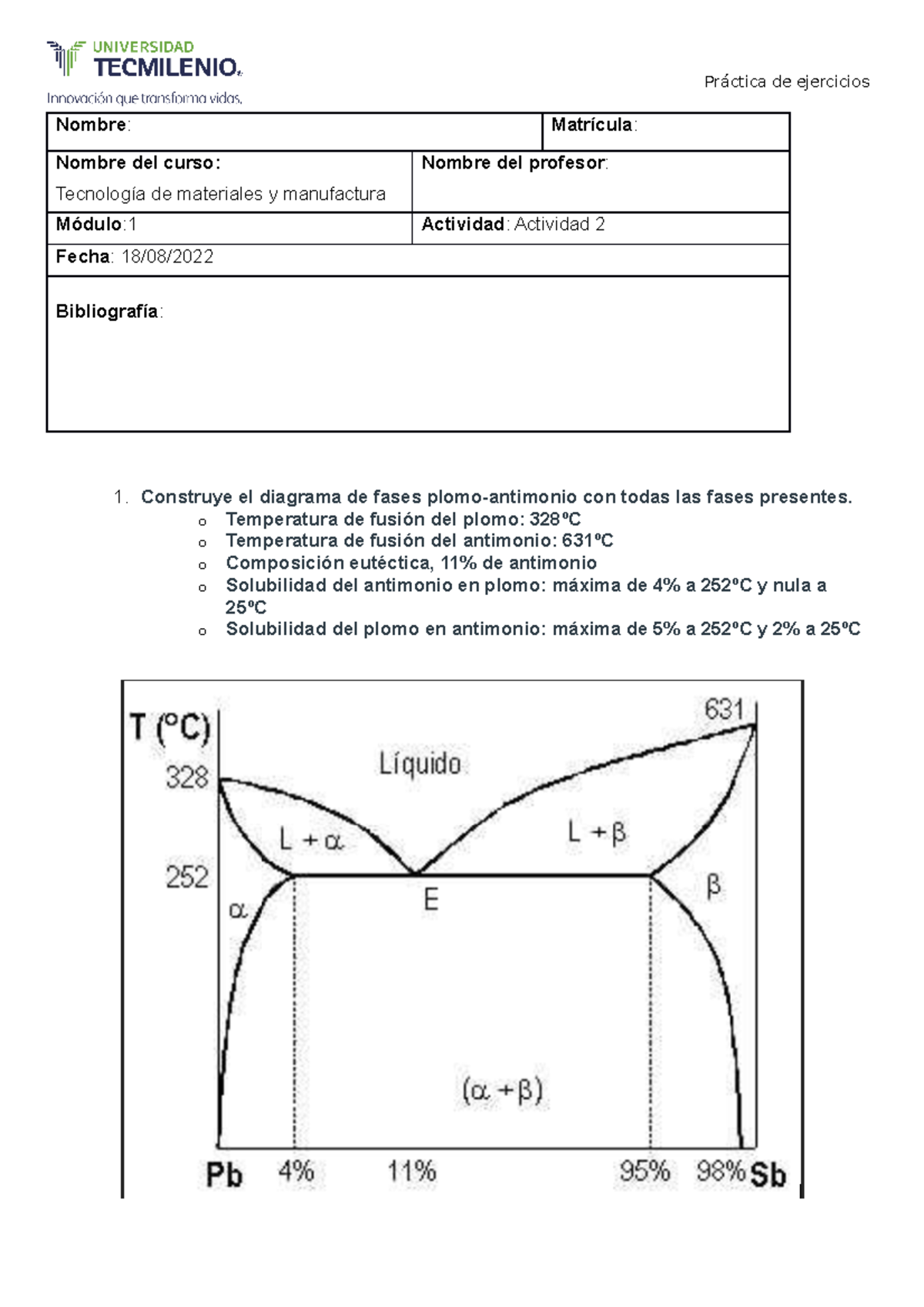 Actividad 2 tec - Práctica de ejercicios Nombre: Matrícula: Nombre del ...