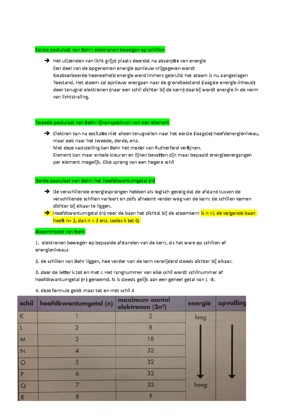 Thema 1 - Eerste postulaat van Bohr: elektronen bewegen op schillen Het ...