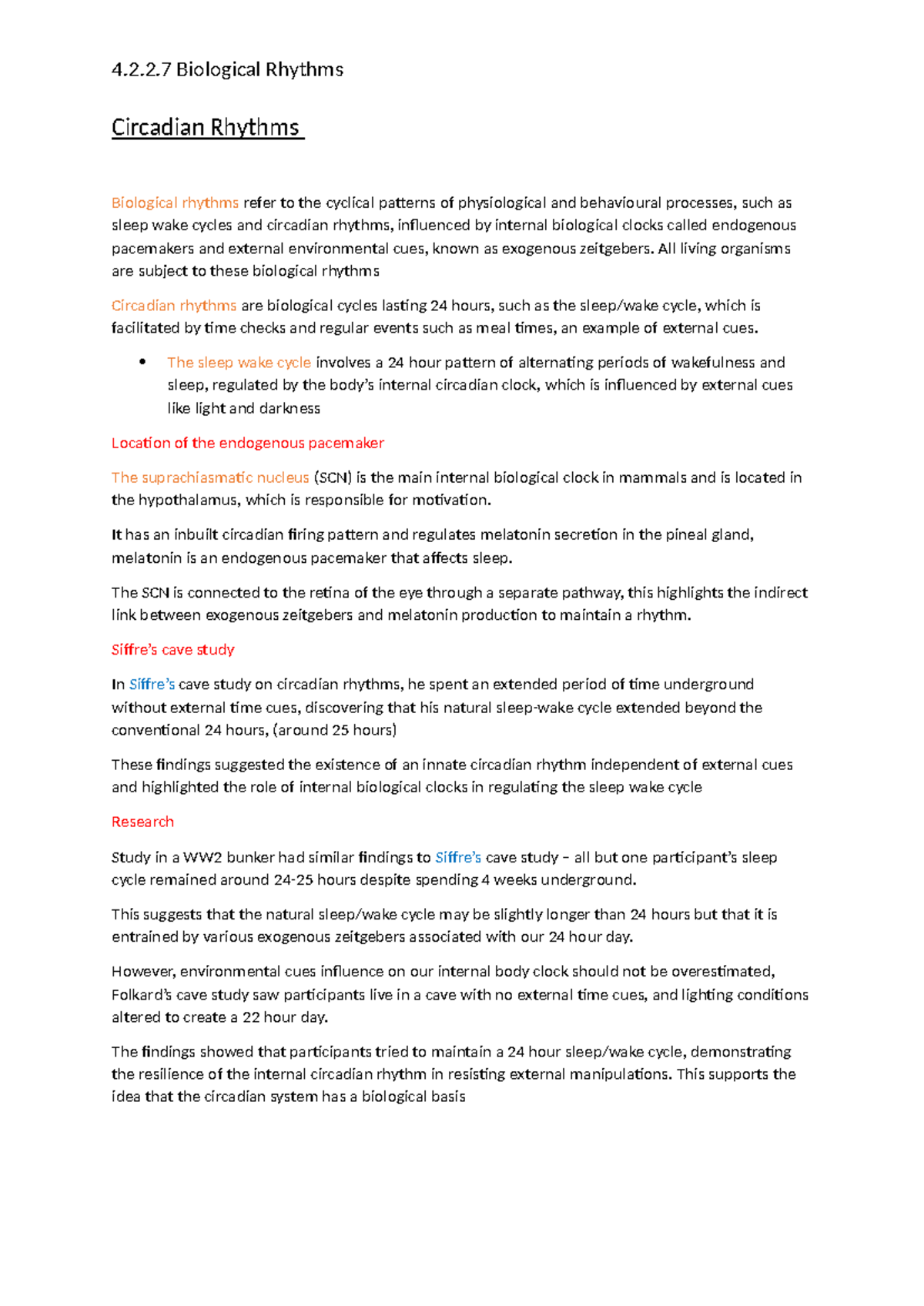 4.2.2.7 Biological Rhythms - Circadian Rhythms Biological rhythms refer ...