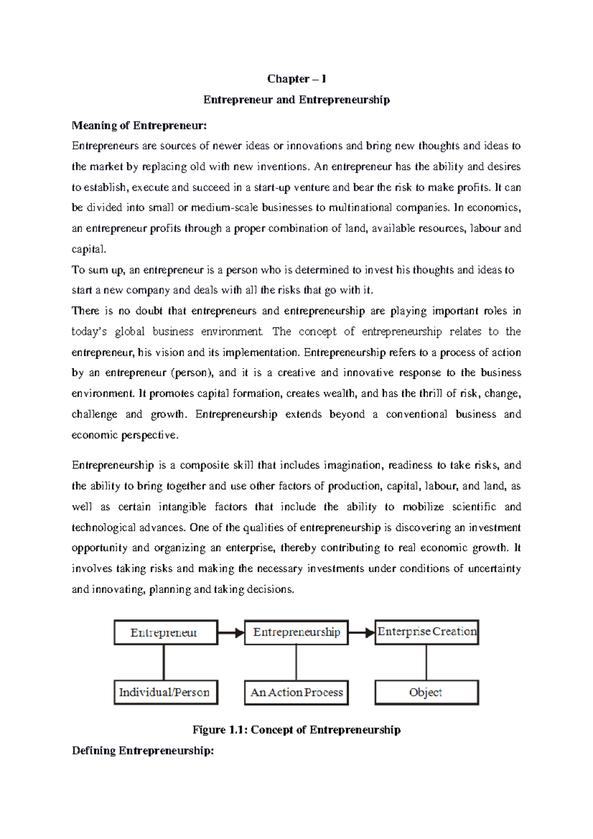 BBA406 EDP Notes Chapter 1 - Chapter – I Entrepreneur and ...
