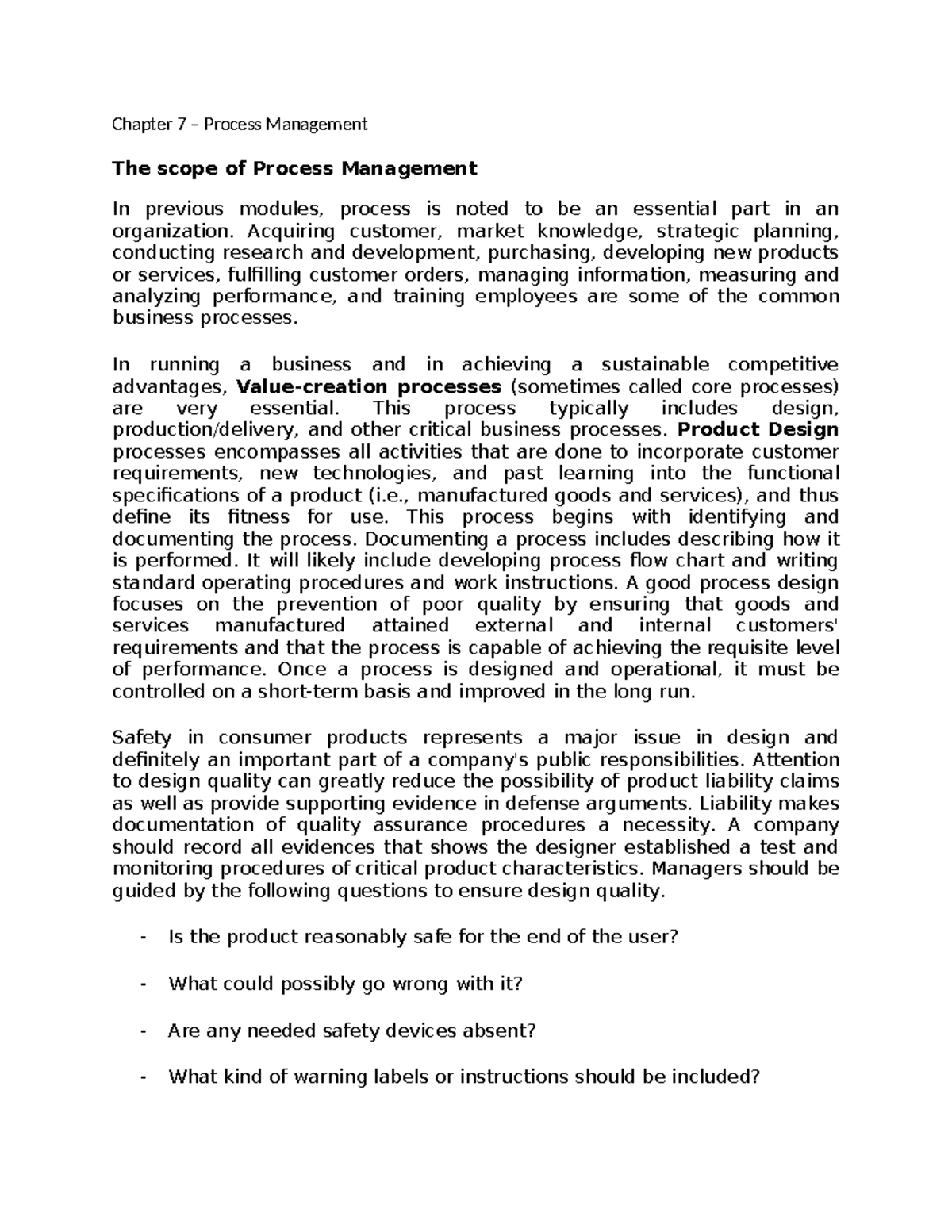 Chapter 7 - Process Management - Chapter 7 – Process Management The ...