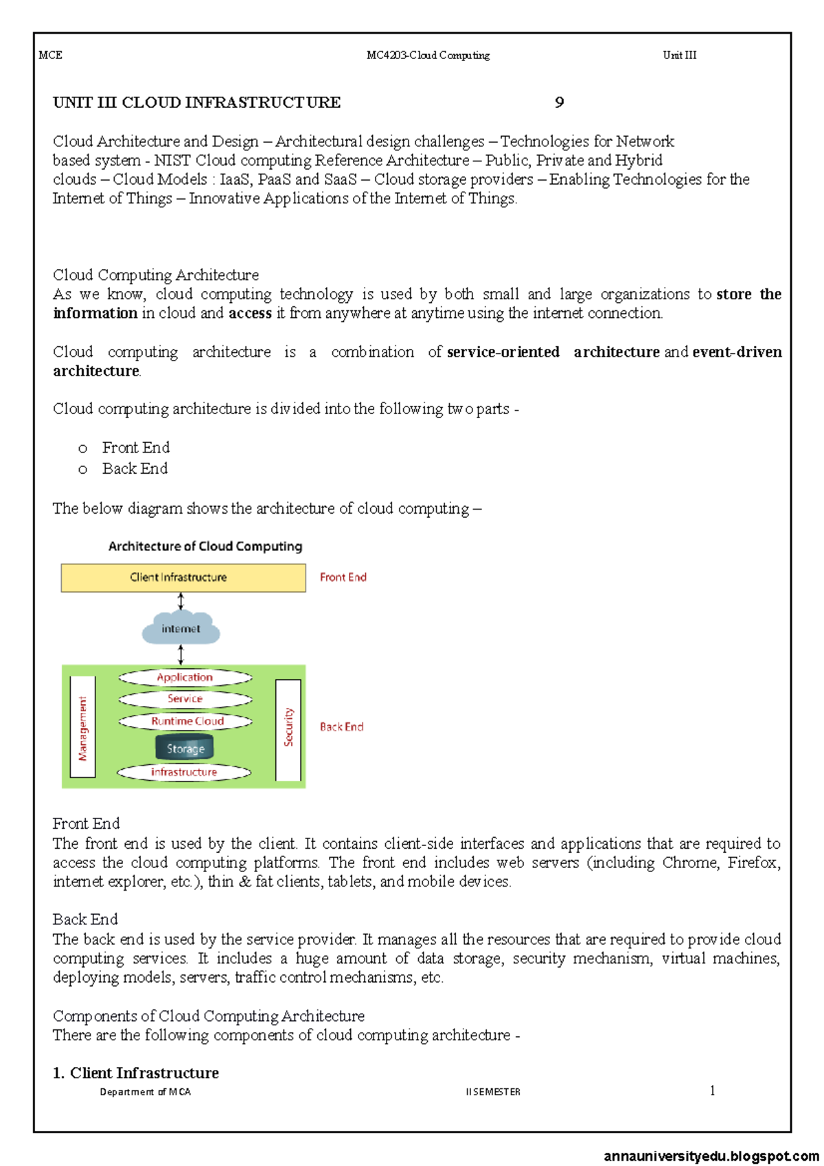 Cloud-unit 3 ok - Notes - UNIT III CLOUD INFRASTRUCTURE 9 Cloud ...