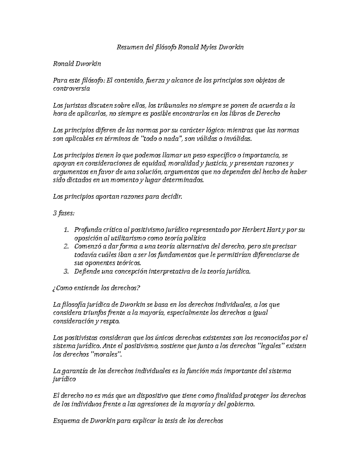 Filosofía del Derecho, Ronald Dworkin - Resumen del Ronald Myles ...