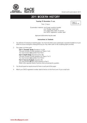 Exemplar in class essay - 171630 Modern History 2019 v1. IA1 high-level ...