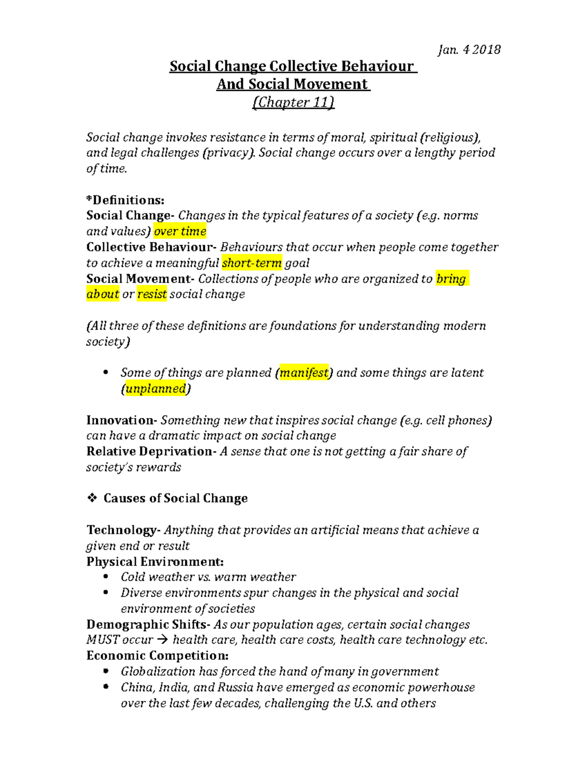 Social Change Collective Behaviour And Social Movement (Chapter 11) - 4 ...