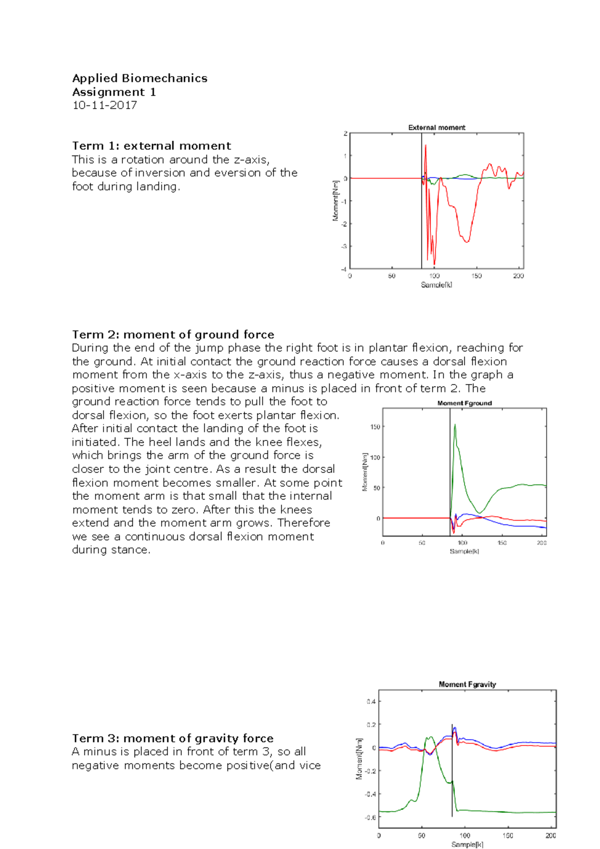 Practicum 1 report - Applied Biomechanics Assignment 1 10-11-2017 Term ...