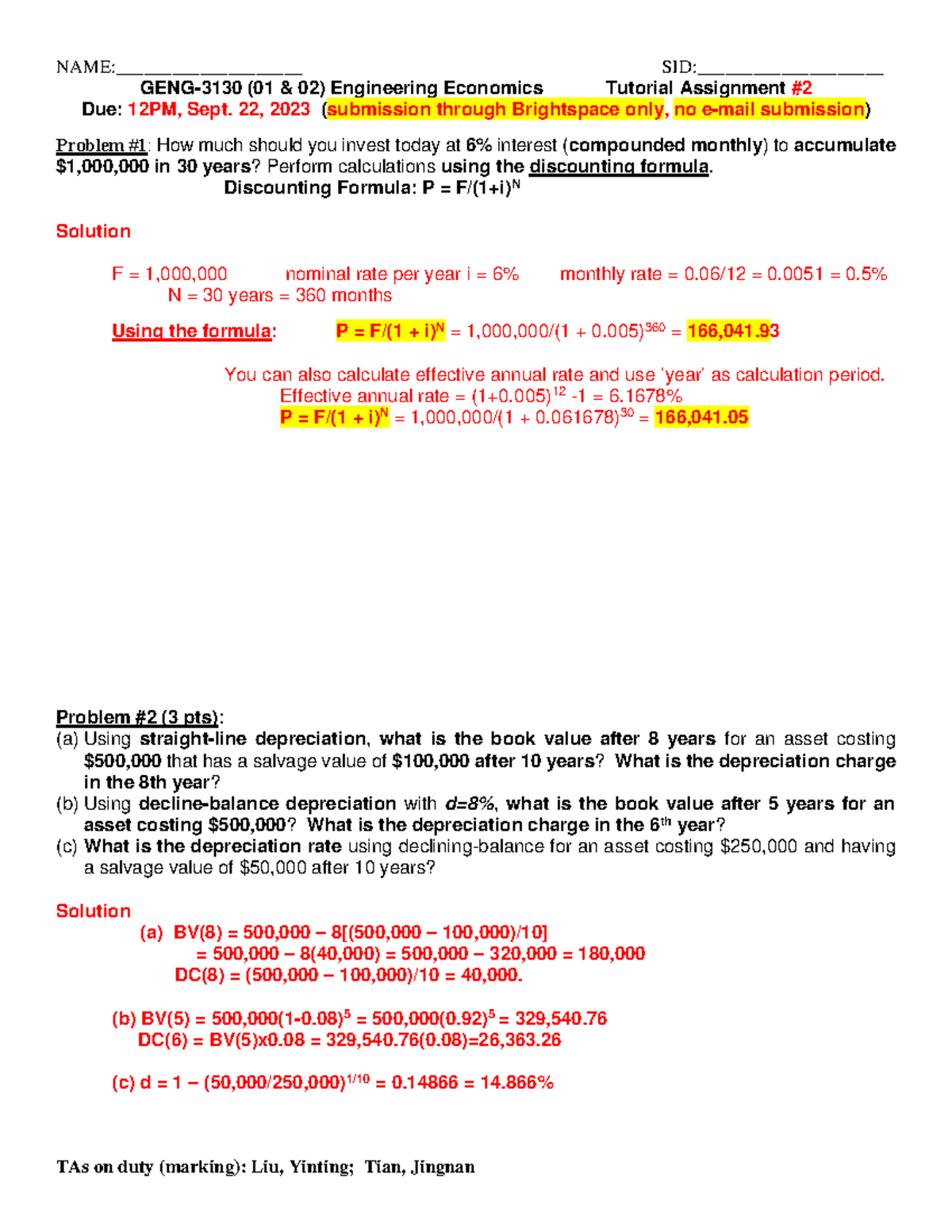 Tutorial 2 Sept 22 solution - NAME:____________________ SID ...