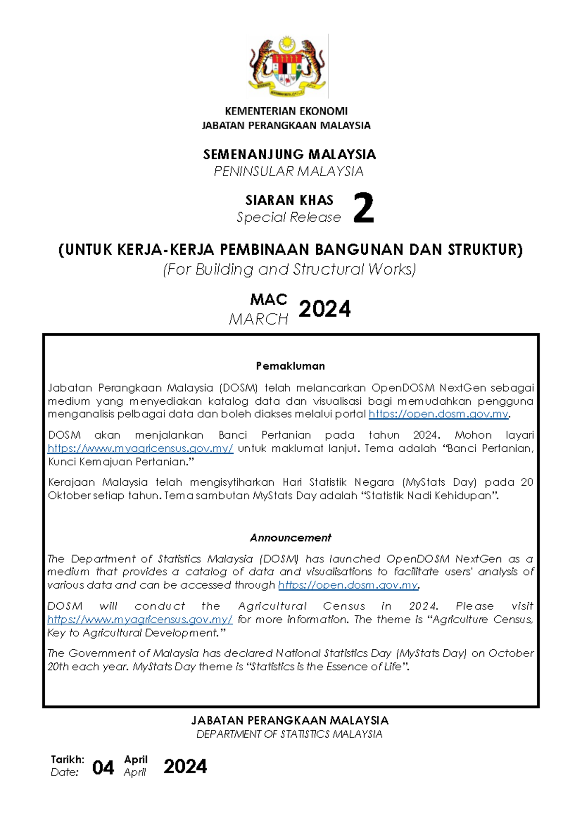 Siaran Khas 2 (SM) Mac 2024 - SEMENANJUNG MALAYSIA PENINSULAR MALAYSIA ...