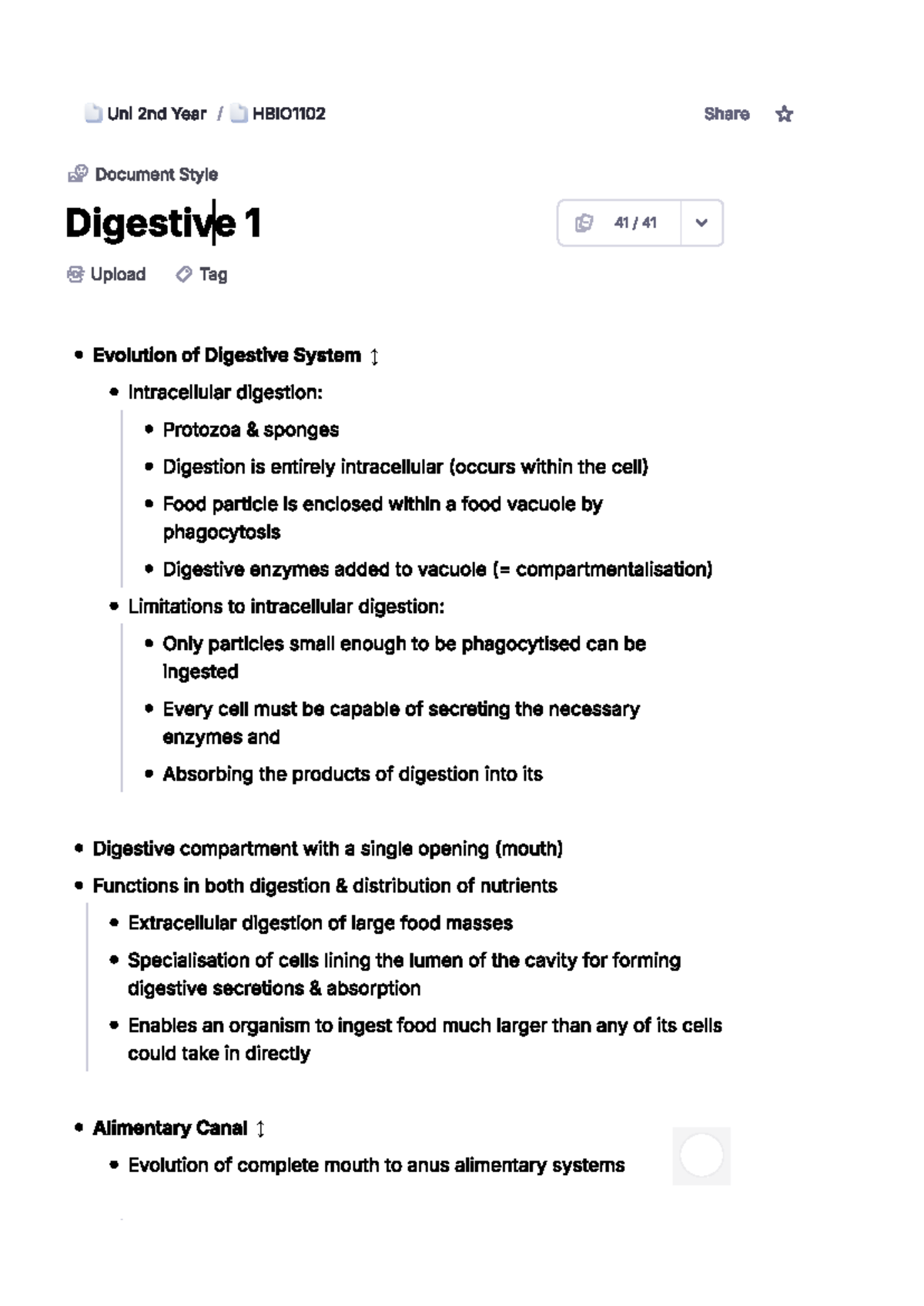 Digestive 1 - Notes - Uni 2nd Year HBIO1102 Share Document Style ...