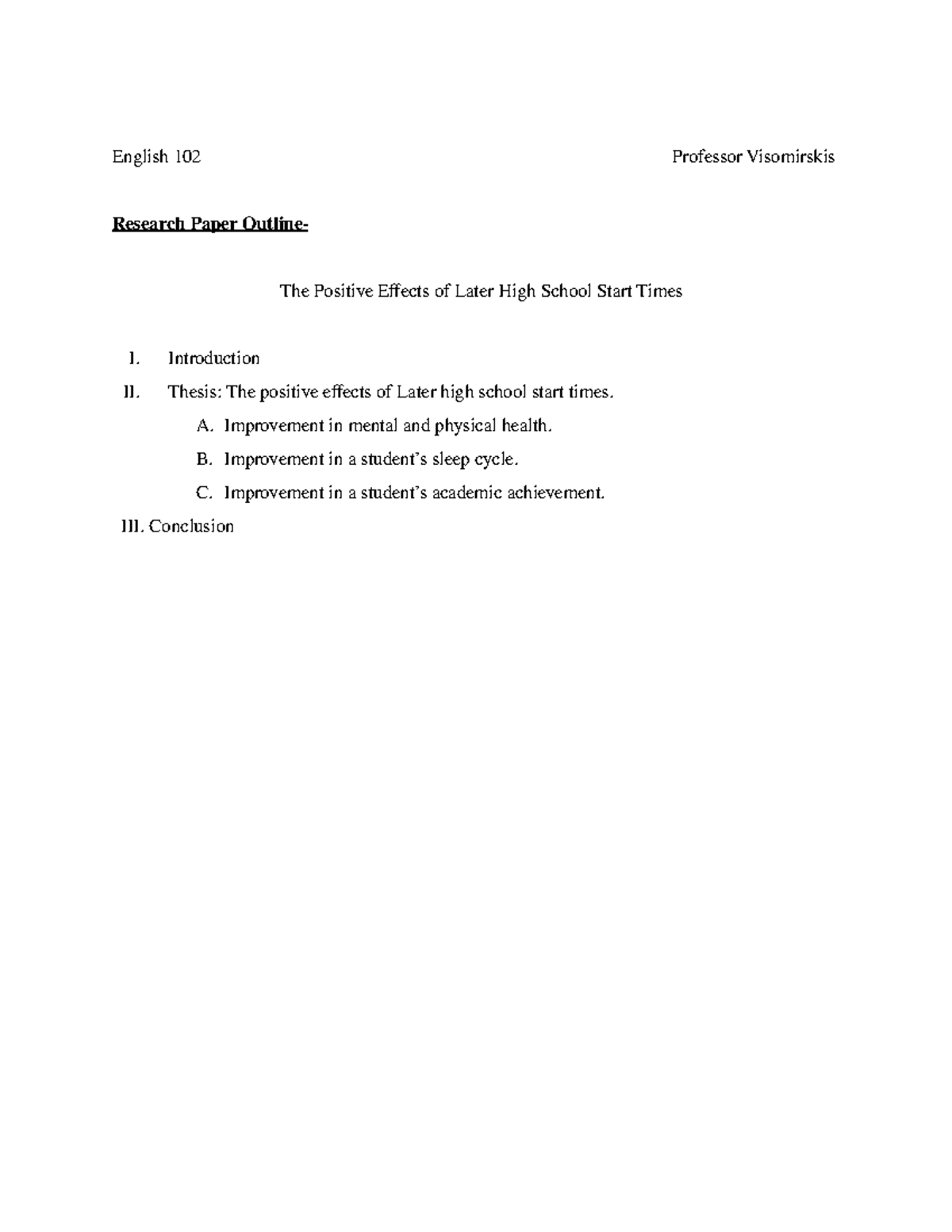 English 102-Portfolio - English 102 Professor Visomirskis Research ...