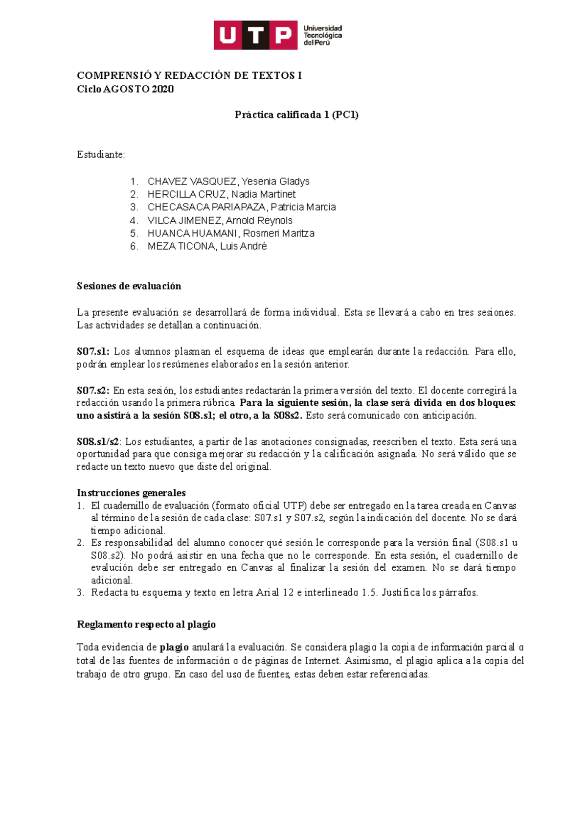 S08.s2 - Entrega de la PC1 - COMPRENSIÓ Y REDACCIÓN DE TEXTOS I Ciclo AGOSTO 2020 Práctica - Studocu