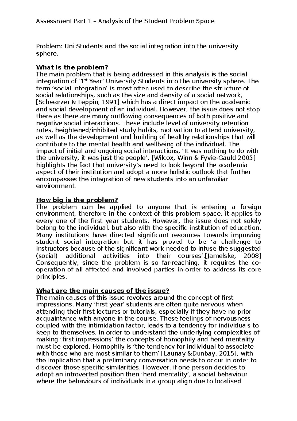 IBP Assessment Task 1 - Assessment Part 1 – Analysis of the Student ...