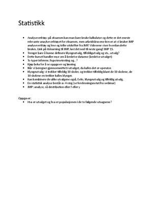 Formelhefte - Statistikk - Kompendium i Statistikk – Siviløkonom BI ...