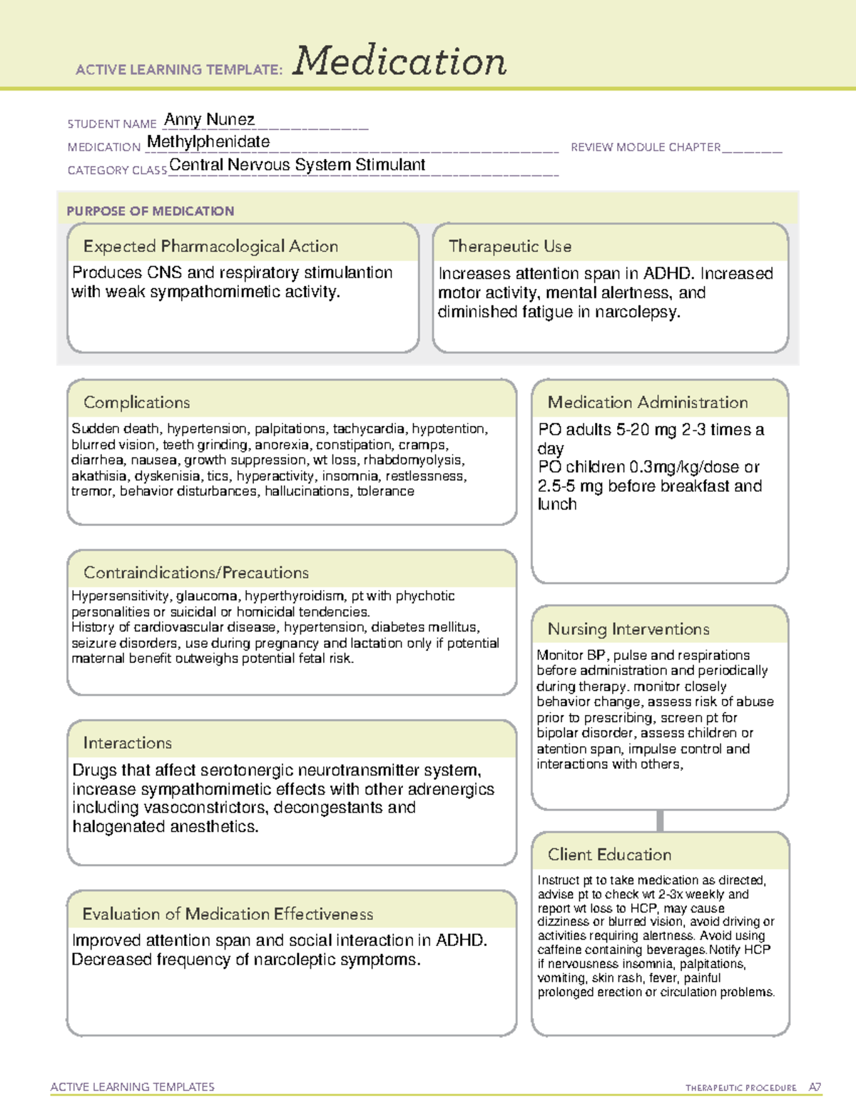 Methylphenidate - Medication - ACTIVE LEARNING TEMPLATES TherapeuTic ...