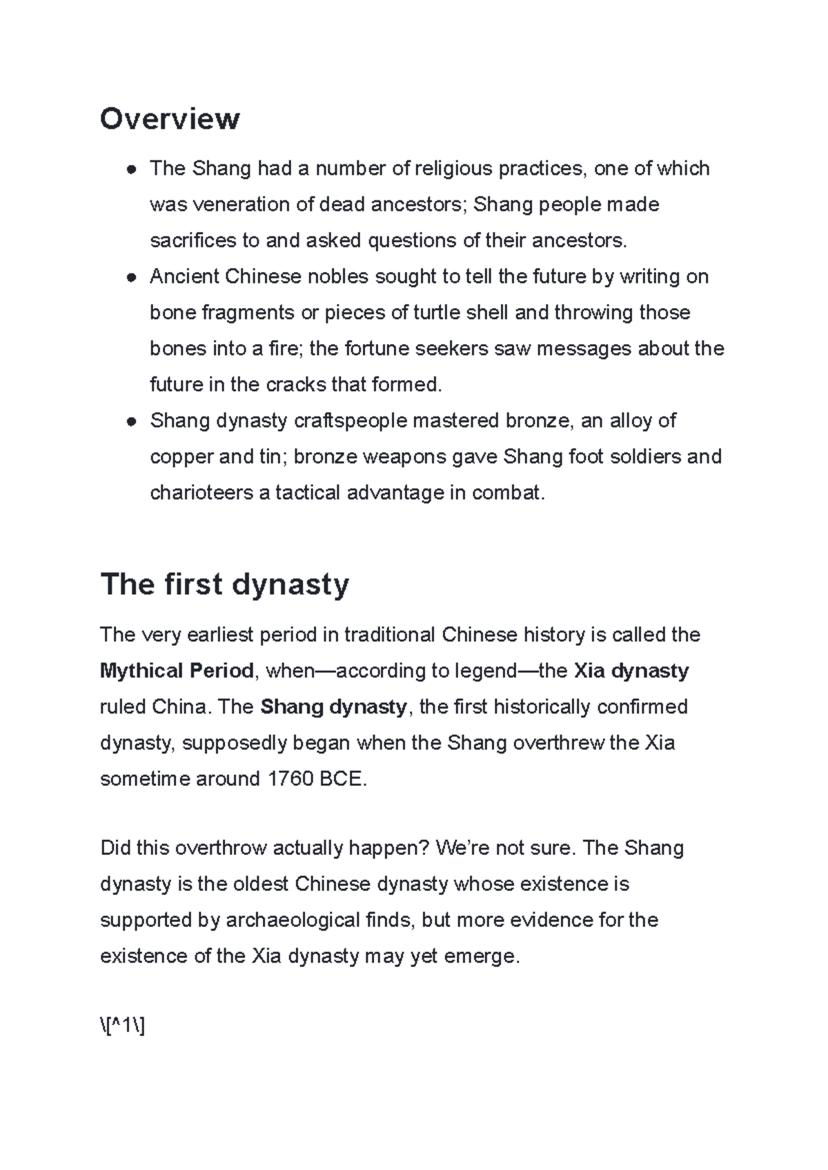 Shang Dynasty - Overview The Shang had a number of religious practices ...