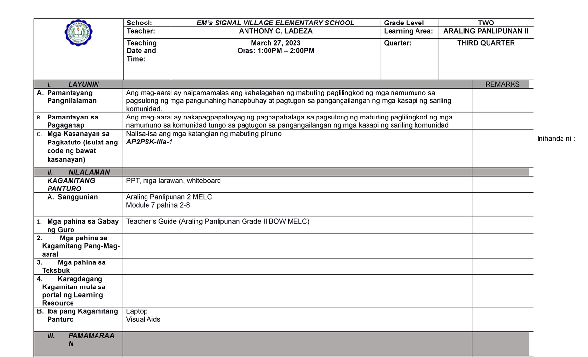 Naiisa-isa ang mga katangian ng mabuting pinuno - Inihanda ni : School ...