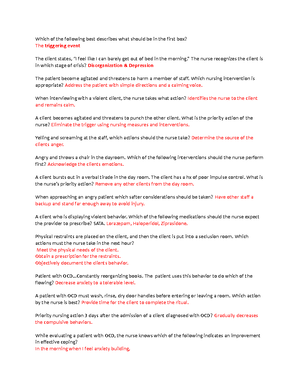 Mental-Health-Exam-3 3 - Mental Health Exam 3 Coming back for back pain ...