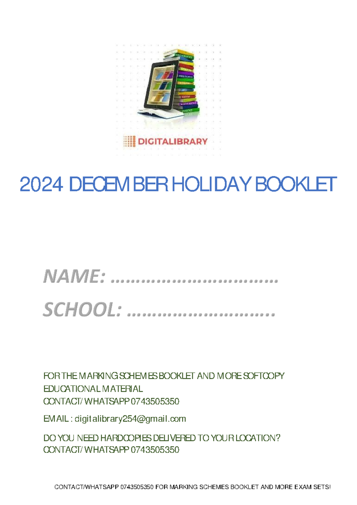 Grade 7 DEC Holiday Booklet - 2024 DECEMBER HOLIDAY BOOKLET FOR THE ...