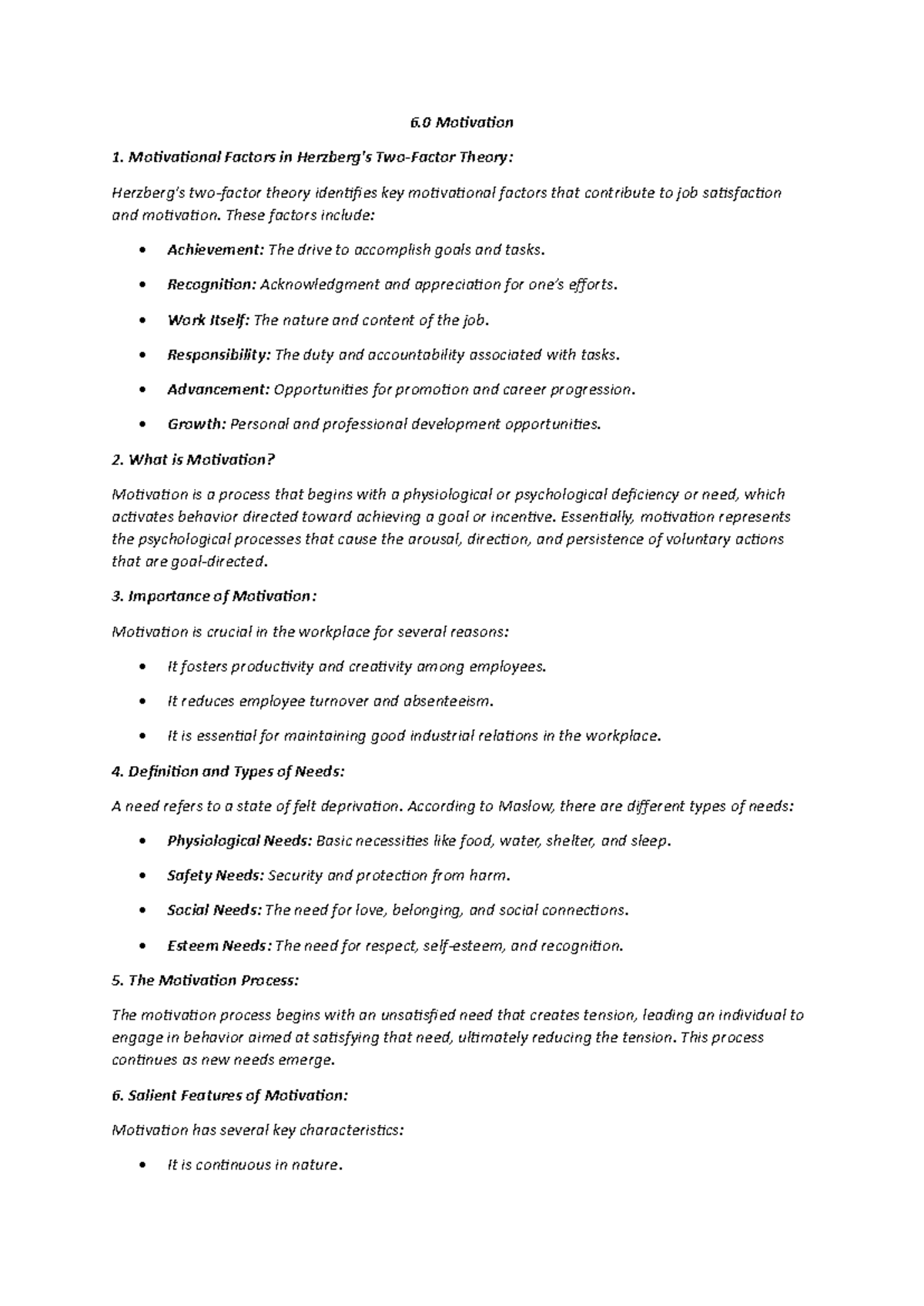 Motivation - International Business - 6 Motivation 1. Motivational ...