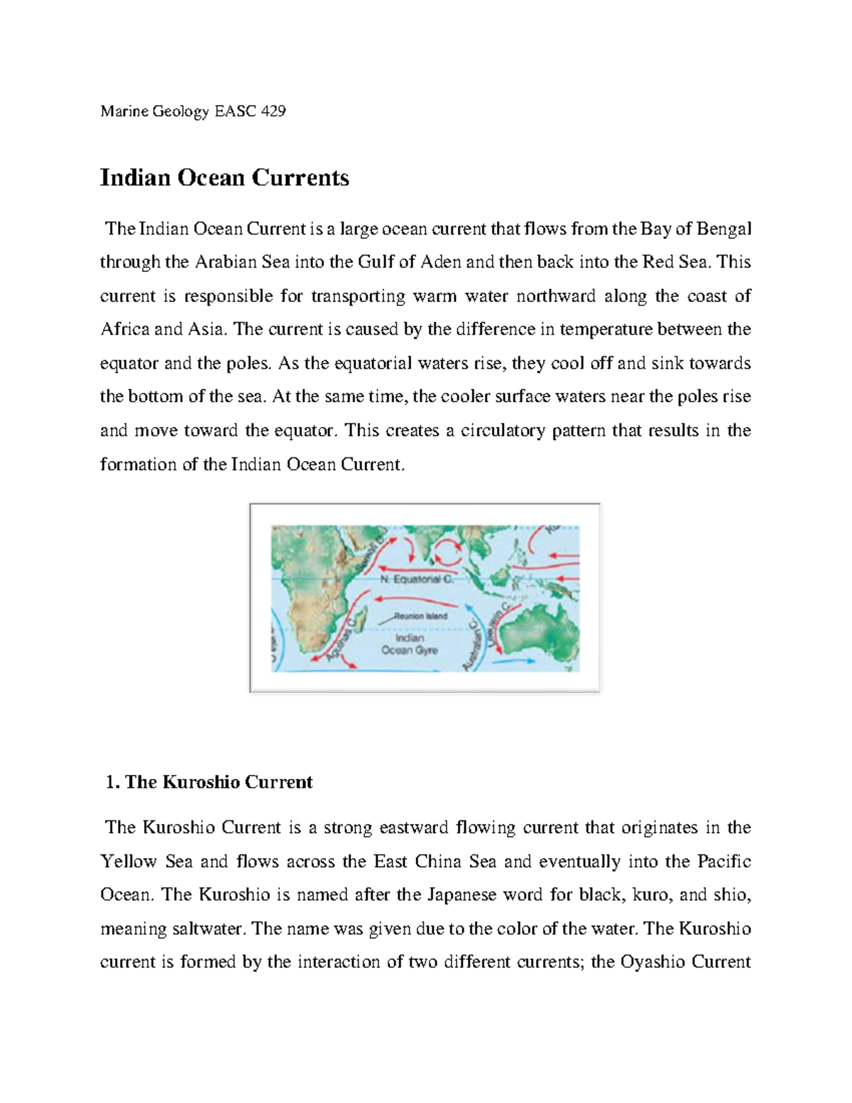 Indian ocean currents notes - Marine Geology EASC 429 Indian Ocean ...
