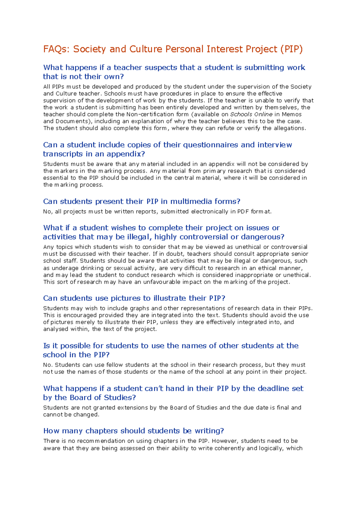 FAQs - Personal Interest Project - FAQs: Society and Culture Personal ...