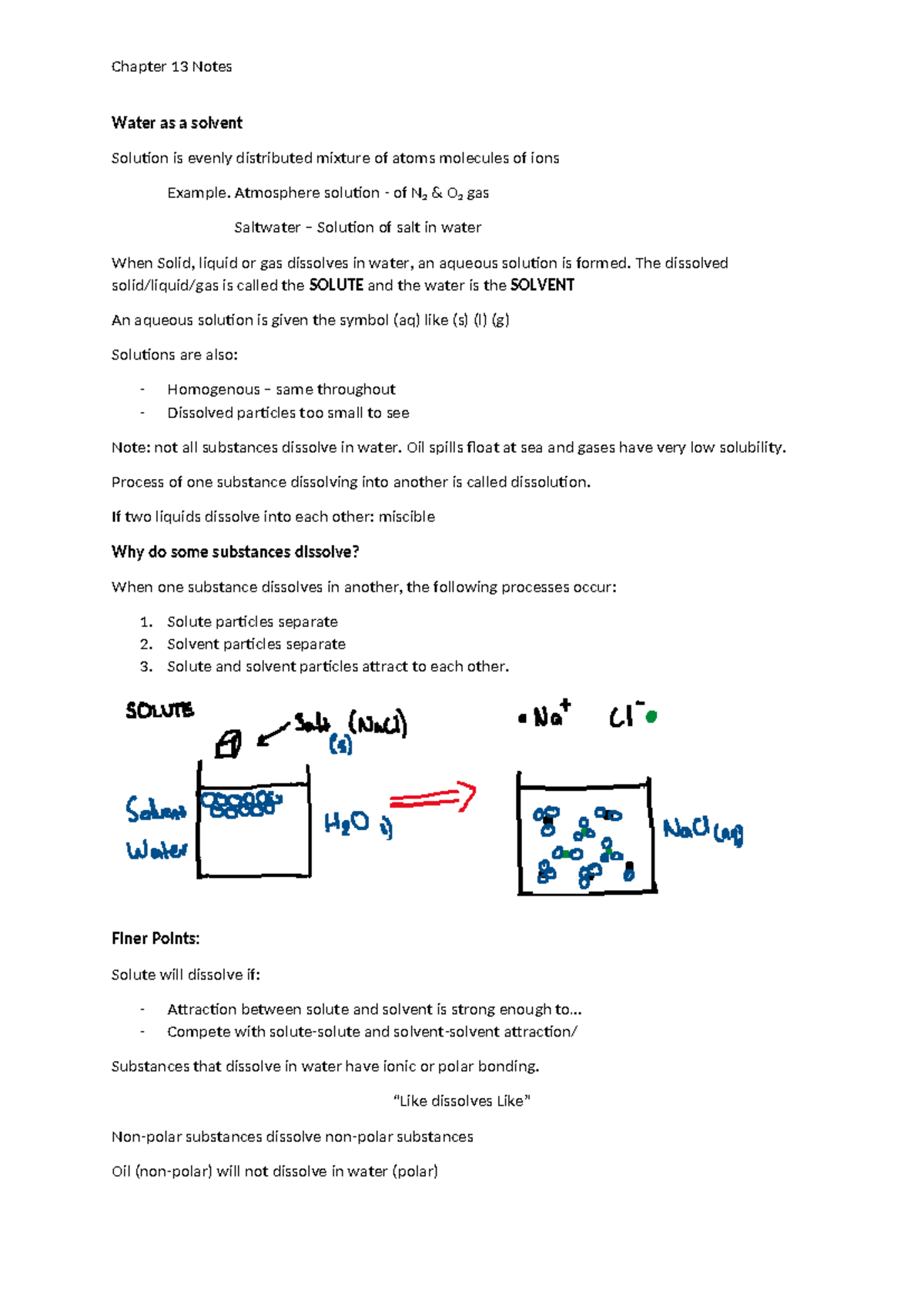 Chapter 13 - Water the universal solvent - Water as a solvent Solution ...