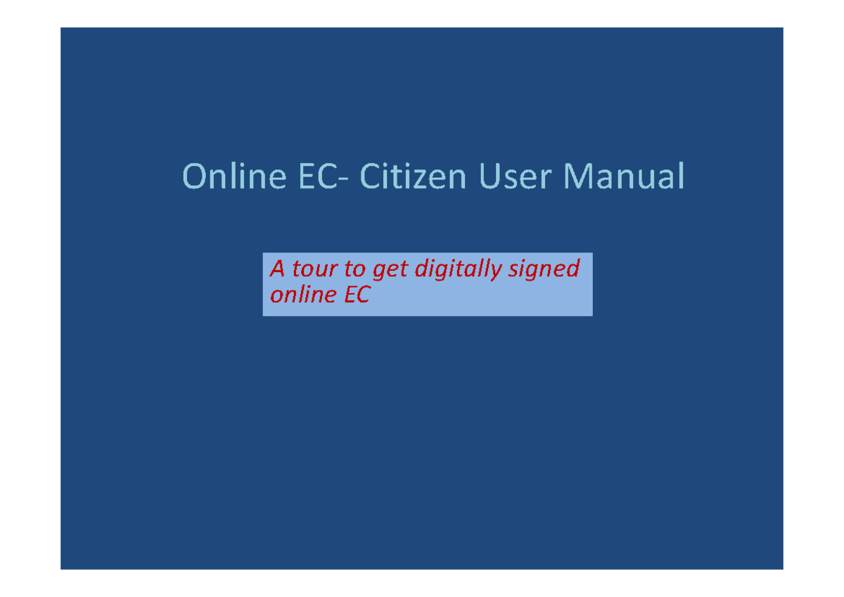 Online EC- Citizen User Manual - Studocu