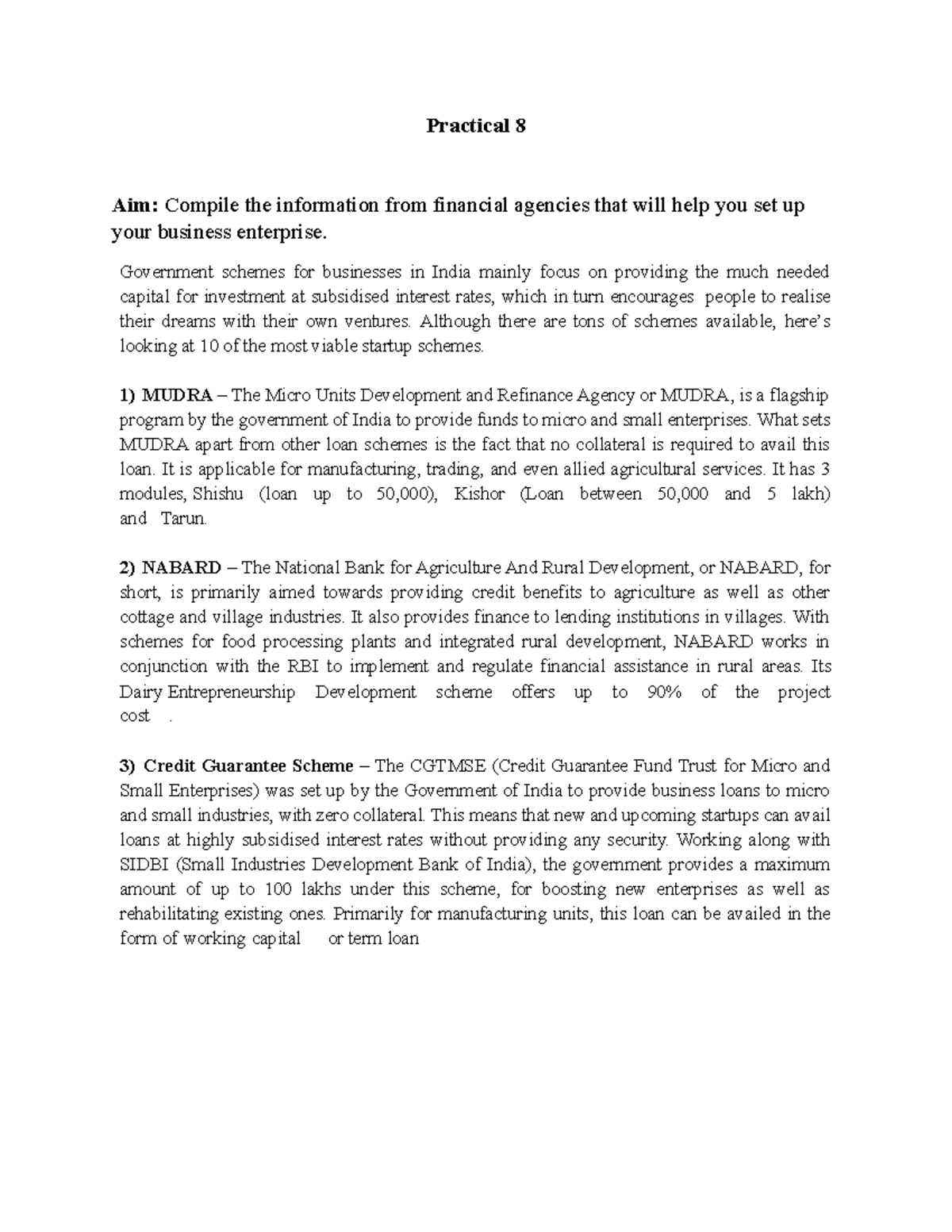 Prac8 EDE - Practical 8 Aim: Compile the information from financial agencies that will help you ...