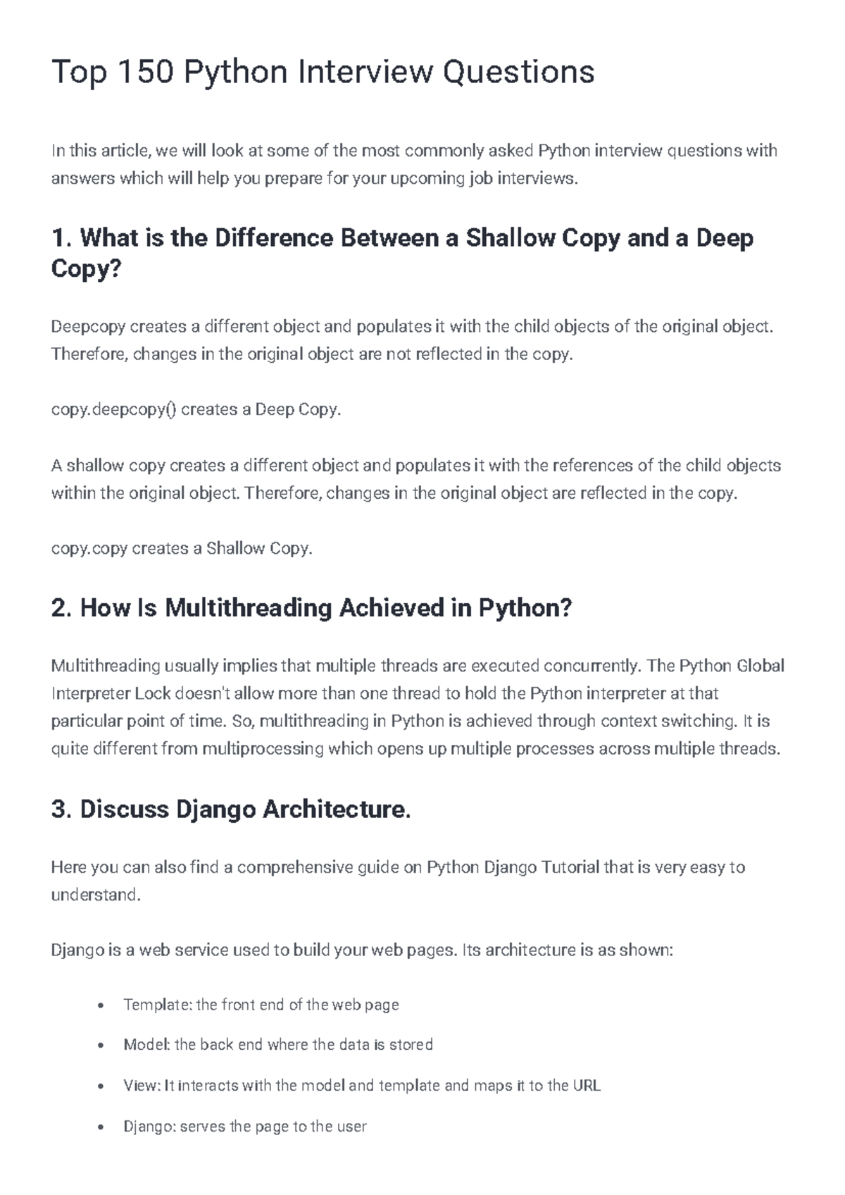 Python Interview Questions and Answers 📘 - Top 150 Python Interview Questions In this article ...