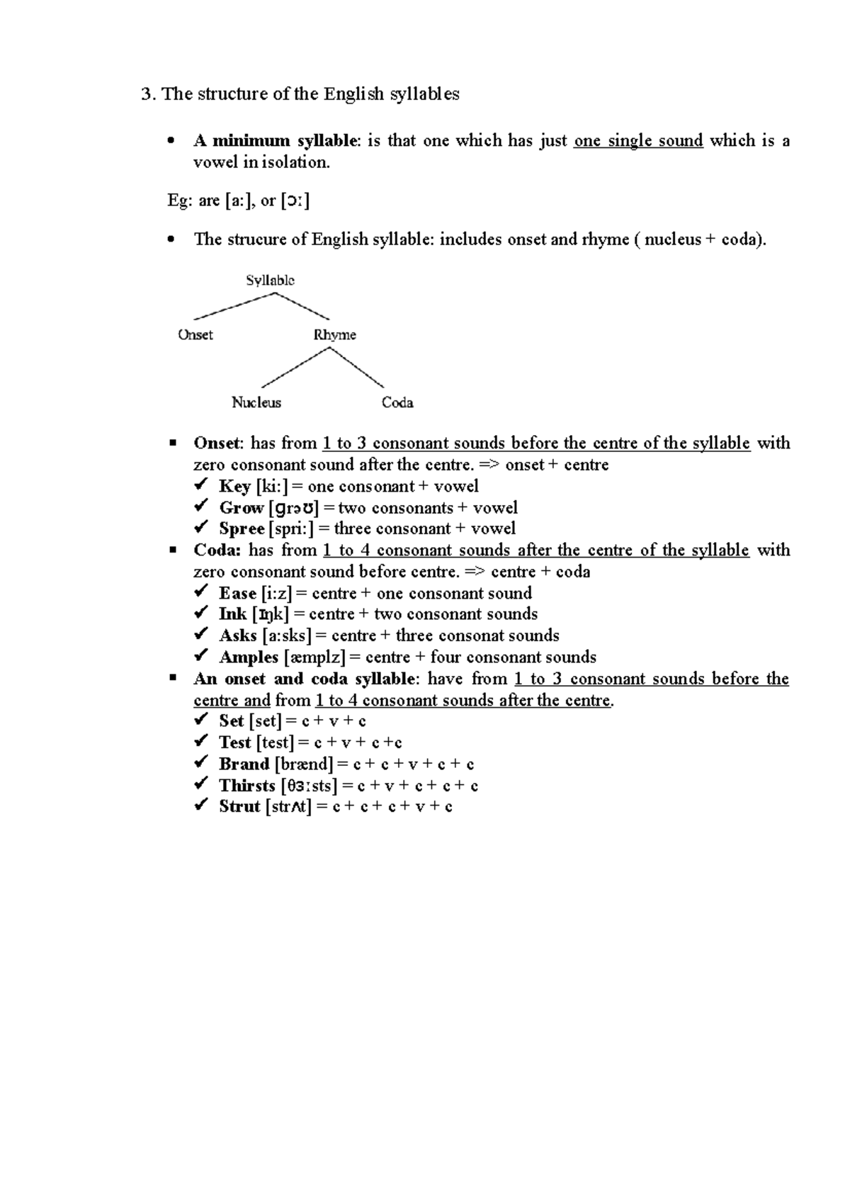 The struture of the E syllable - 3. The structure of the English ...
