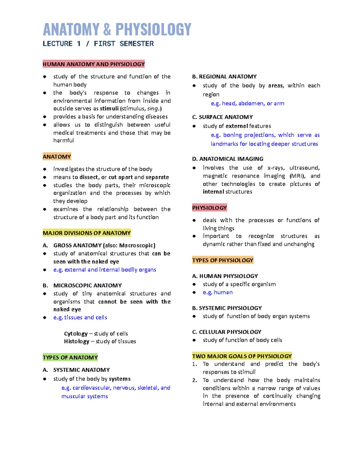 Chapter 1 Human Organism - ANATOMY & PHYSIOLOGY LECTURE 1 / FIRST ...