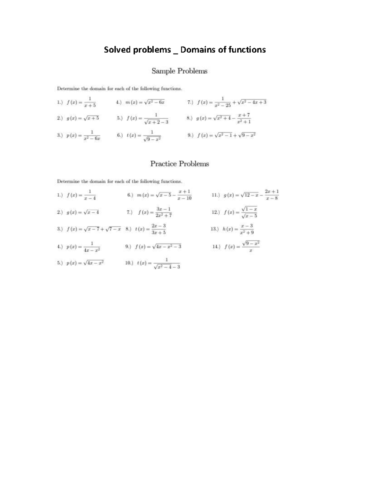 Examples - no de - Discrete Mathematical - Solved problems _ Domains of ...