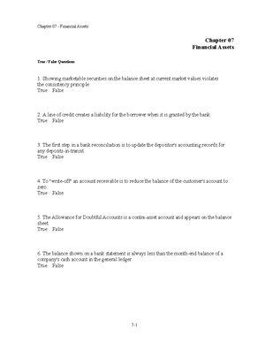 Chapter 8 - material for exercise - Chapter 8 Amounts receivable within one year Assignment ...