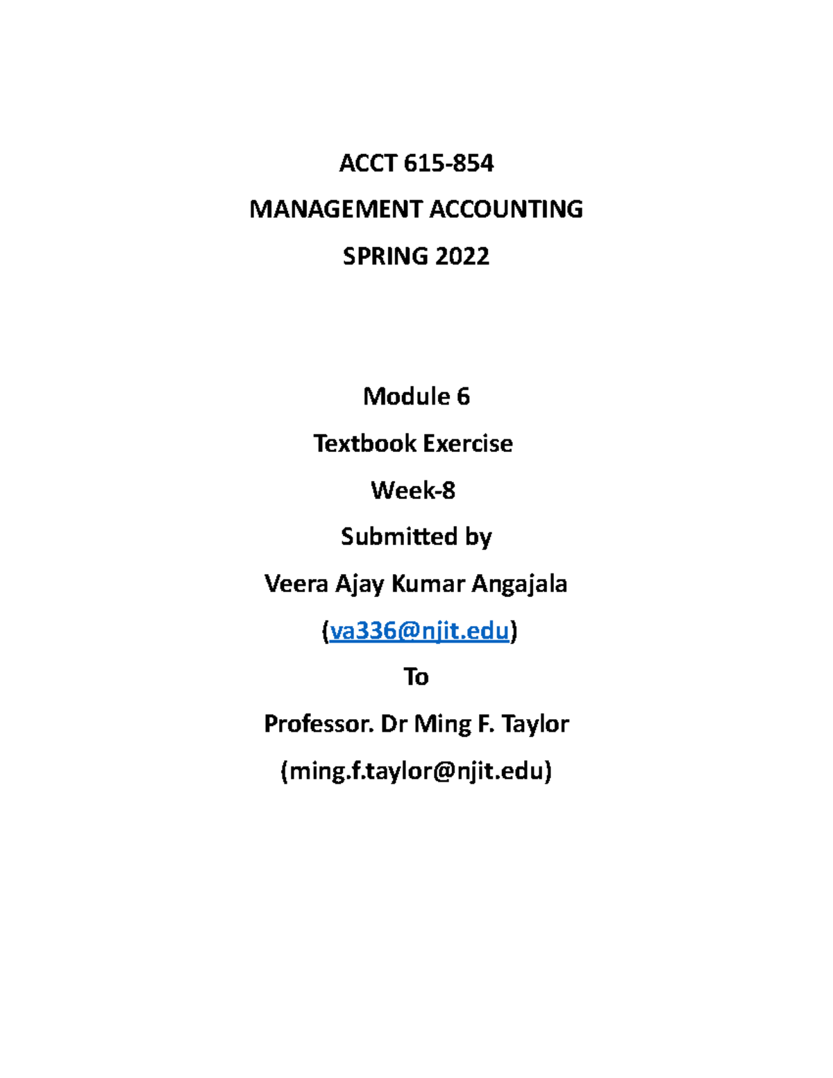 ACCT textbook E 16 week-8 - ACCT 615- MANAGEMENT ACCOUNTING SPRING 2022 ...